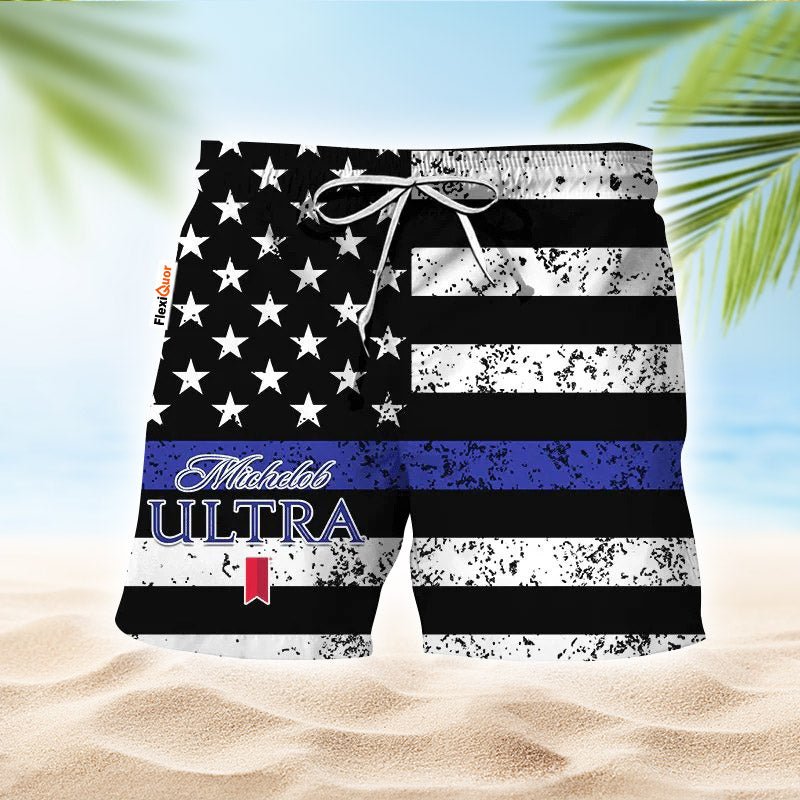 Michelob Ultra Black White Usa Flag Men's Swim Trunks, Patriotic Miche ...